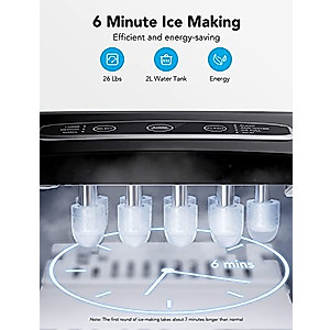 GoveeLife Smart Countertop Ice Makers, Self-Cleaning, Portable Ice Maker Works with Alexa, 9 Cubes Ready in 6min, 26lbs/24H, for Home Kitchen Party Camping, With Ice Scoop Ice Basket Stainless Silver
