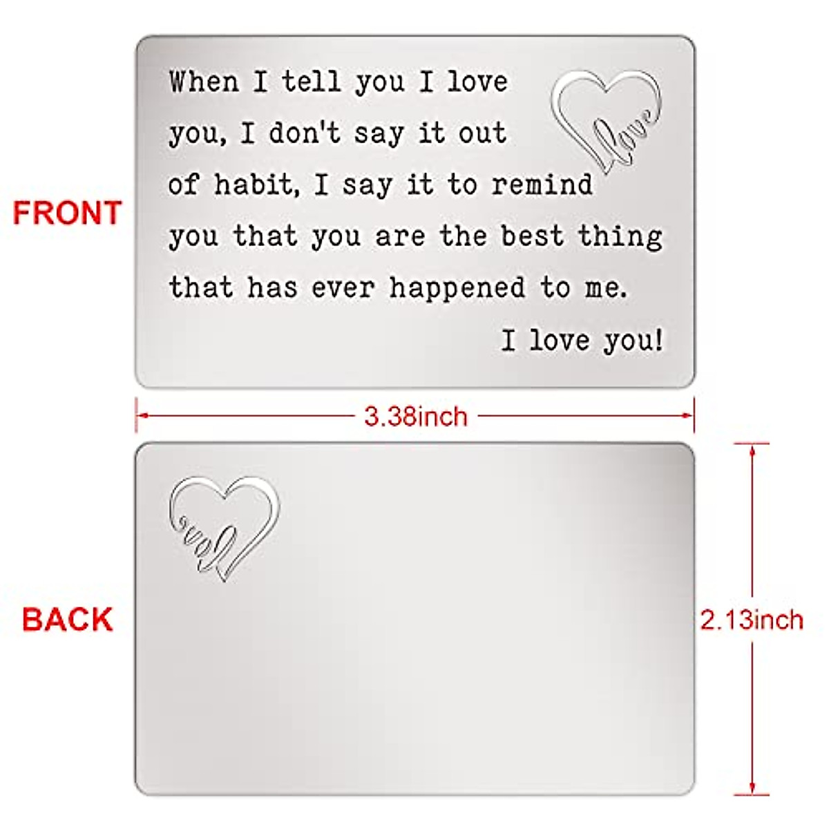 Anniversary Valentine's Day Birthday Cards Gifts for Husband Boyfriend, Engraved Wallet Insert Card Gift for Him Men Hubby, Deployment Long Distance Relationship Love Gifts From Wife (LC - 13)