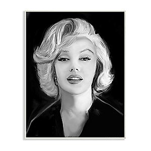 Stupell Industries Marilyn Portrait Vintage Hollywood Movie Star Classic Illustration, Design by Artist Jadei Graphics Art, 13 x 0.5 x 19, Wall Plaque