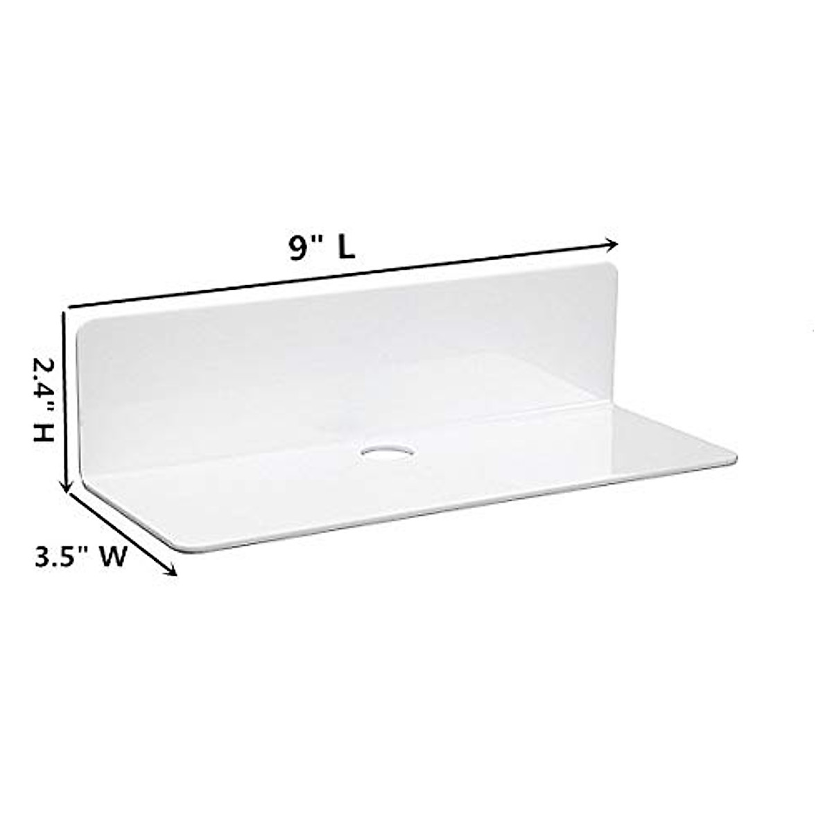 IEEK 9 Inch Acrylic Floating Shelves Set of 4,Small Wall Display Shelf for Bluetooth Speakers/Security Cameras/Nintendo Switch/Action Figures,Damage-Free Wall Shelves Stick-On Shelf,White