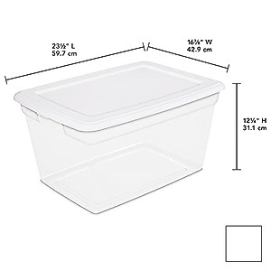 GERSH 58 Storage Box Clear Base White Lid Set of 8