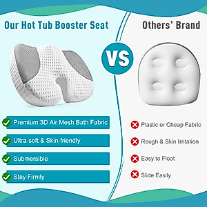 Idle Hippo Hot Tub Booster Seat, 4D Air Mesh Weighted Hot Tub Pillow with Powerful Non-Slip Suction Cups, Ergonomic Booster Cushion, Quick Dry Spa Pillow Hot Tub Accessories for Adults Indoor Outdoor