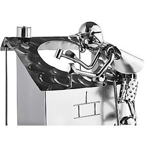 BRUBAKER Wine Bottle Holder 'Home Sweet Home' - Table Top Metal Sculpture - with Greeting Card