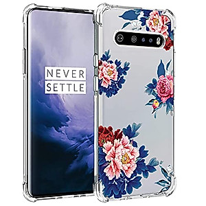 Tothedu Phone Case for LG V60 ThinQ 5G Case/LG V60/LM-V600 Case for Girls, Clear Slim Shockproof Pattern Soft Flexible TPU Back Phone Protective Cover Cases for LG V60 ThinQ (Blue Flower)