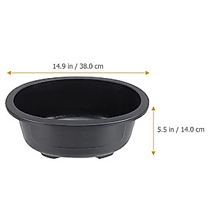 Angoily 2PCS Bonsai Training Pot, 15 inch Plastic Bonsai Pot, Oval Bonsai Planter Pot for Desktop Decoration Nursery, Garden, Balcony