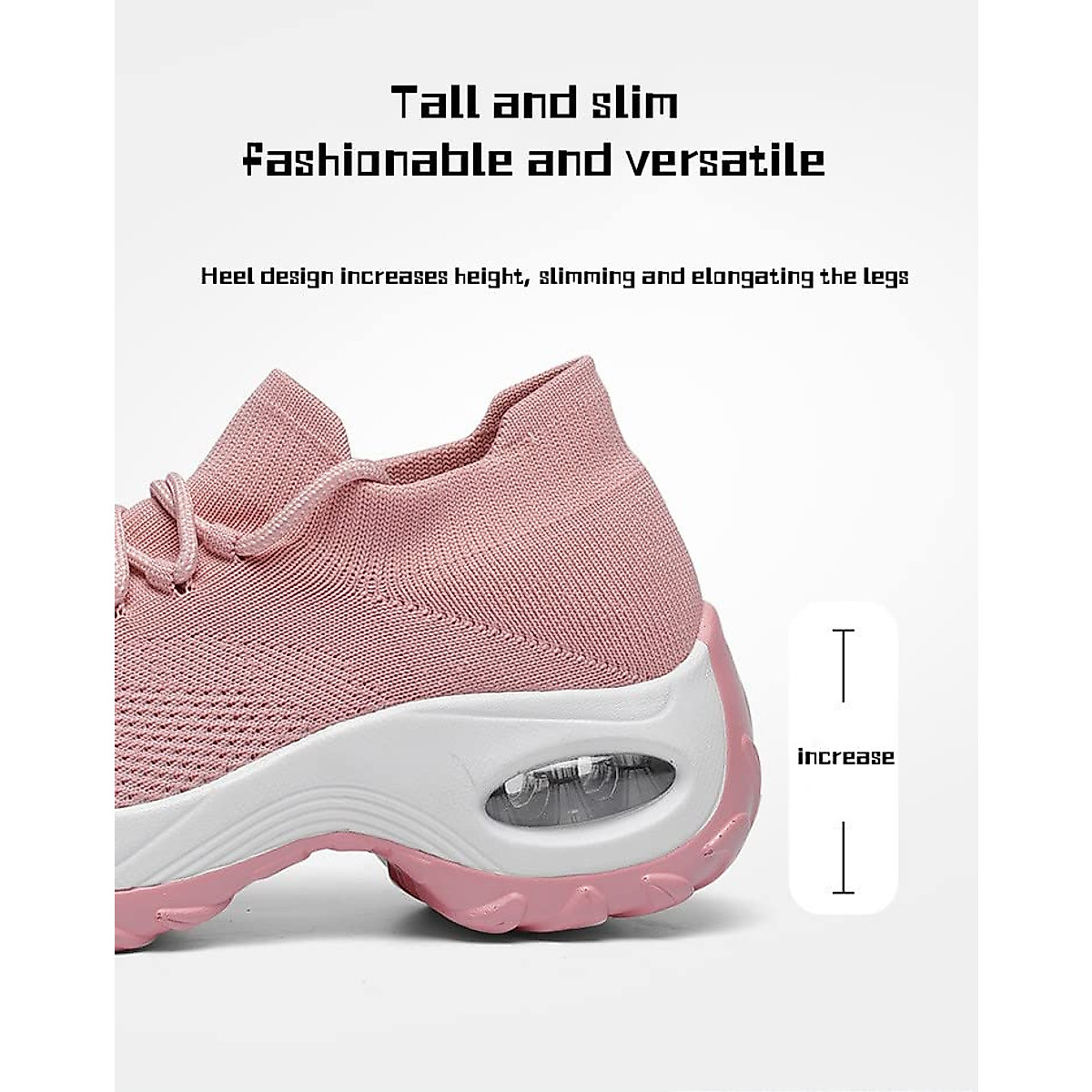 pearlzone Women's Running Shoes Breathable Air Cushion Sneakers Elastic Tennis Sneakers,Comfortable Shape Shoes for Jogging Work Running (red,7.5)