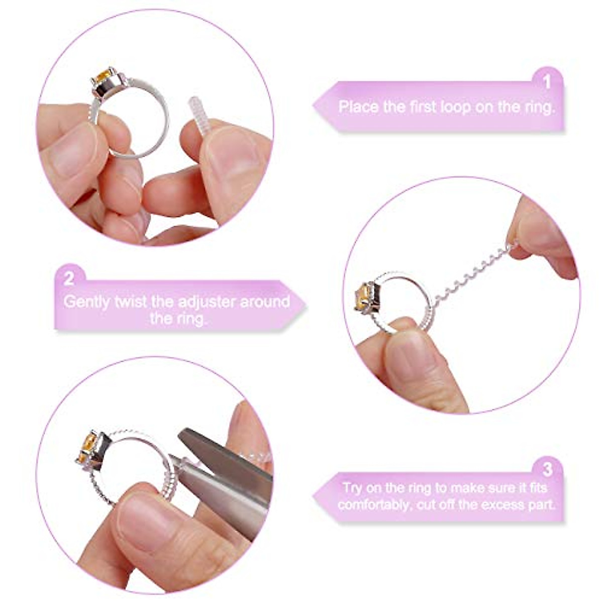 GWHOLE Ring Size Adjuster with Silver Polishing Cloth,Set of 4 (2mm/3mm)