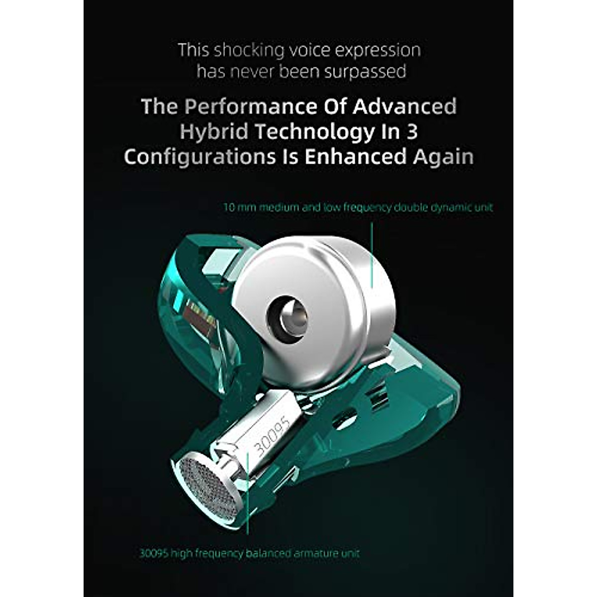 KZ ZST X in-Ear Monitors, Upgraded Dynamic Hybrid Dual Driver ZSTX Earphones, HiFi Stereo IEM Wired Earbuds/Headphones with Detachable Cable for Musician Audiophile (Without Mic, Black)