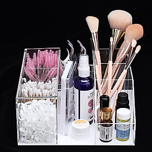 Noverlife Eyelash Beauty Organizer, Display Rack Organizer, Clear Makeup Organizer, Eyelash Extension Supplies Storage Display Box for Grafting Lash Extension, Home & Eyelash Salon - Transparent