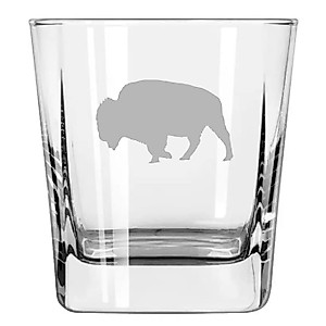 MIP Brand 12 oz Square Base Rocks Whiskey Double Old Fashioned Glass Buffalo