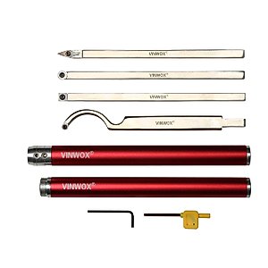 VINWOX 8 PCS Carbide Wood Lathe Turning Tool Set, Carbide Lathe Turning Tool, Including Swan Neck Hollower, Rougher, Finisher, Detailer, Pen Turning tools, Aluminum Alloy Handles from 14" to 29"