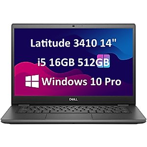 Dell Latitude 3410 3000 14" FHD (Intel Quad-Core i5-10210U (Beat i7-8565U), 16GB RAM, 512GB PCIe SSD, Full HD IPS) Business Student Education Laptop, Type-C, RJ-45, HDMI, Win 10 Pro/Win 11 Pro