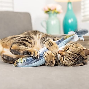 Huxley & Kent H&K Kicker Cat Toy | Sardine | Large Strong Catnip Filled Crinkle Cat Toy | Plush and Burlap Toy Promotes Natural Hunting Instinct