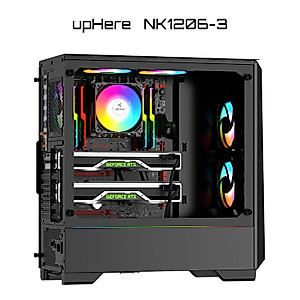 upHere 120mm Black Computer Case Fan,Motherboard Sync Fan,High Airflow,Speed Adjustable, ARGB Fan with Fan Hub and Remote,Low Noise Hydraulic Bearing Long Life Up to 40,000 Hours-3 Pack,NK1206-3