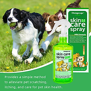 Chongwuge Pets Wound Care Spray for Dogs & Cats, Allergy Relief, Relieve Itching and Pain, Healing Wounds, Mild Formula, Spray-on Easy to Use, 10 fl oz