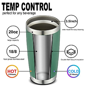 COMOOO 20oz Double Wall Vacuum Insulated Travel Mug, Stainless Steel Tumbler with Lid and Straw Durable Powder Coated Insulated Coffee Cup for Cold & Hot Drinks（Dark Green, 1 Pack）
