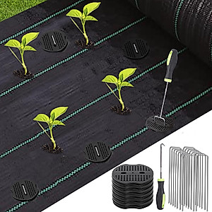 Weed Barrier Landscape Fabric - 4 x 50ft Heavy Duty Weed Blocker Blanket Cloth with 20 Staples & Gasket, 3.2oz Double-Layer Weaving Gardening Mat Landscaping Ground Cover for Vegetable Flower Bed