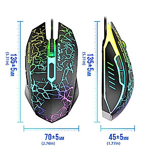 MAOSUO T6RGB Luminous Wired Gaming Keyboard and Mouse Set with Large Mouse Pad USB Colorful Backlit Easy-to-Operate Mechanical Feel Keyboard Accessories Kit for Laptop Computer Gamer Work