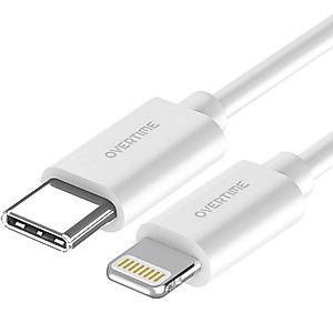 Overtime iPhone Lightning Cable, MFI Certified, Portable & Smart USB-C to Lightning Charging Cable, Fast Apple Charging Cord, 6ft iPhone Charger Cord Compatible with iPhone | iPad | iPod - White