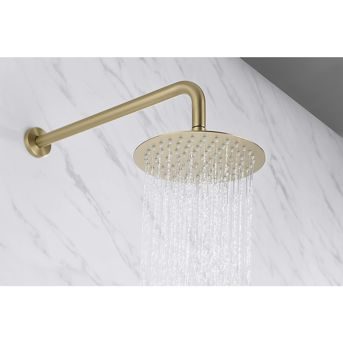 SUMERAIN 3 Handle Tub Shower Faucet Set with Waterfall Tub Spout and 3-Cross Handles, Wall Mounted Rainfall Bathtub Shower Faucet Brushed Gold