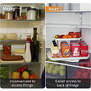 Lazy Susan for Refrigerator, 16.54'' Rectangular 2 Tier Lazy Susan Turntable Fridge Organizers and Storage Cabinet,Pantry, Kitchen, Dining Table,Countertop, Spice Rack