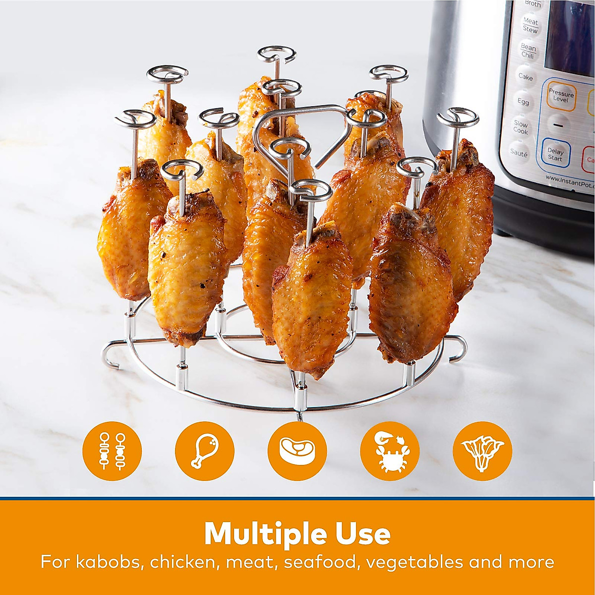 Goldlion Skewer Stand Compatible with Instant Pot 6 Quart Accessories for Air Fryer Crisp Lid