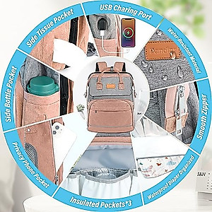 Fandiar Diaper Bag Backpack, Diaper Bag with Changing Station Baby Diaper Bags for Boys Girls Portable Large Capacity Waterproof Mommy Bag Bassinet Travel Backpack, Baby Shower Gifts