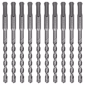 KHCRAFT SDS-plus Rotary Hammer Drill Bits 5/16 In. x 6 In. 10-Piece Rock Carbide Tip 4-Cutter for Brick, Cemet, Stone & Concrete