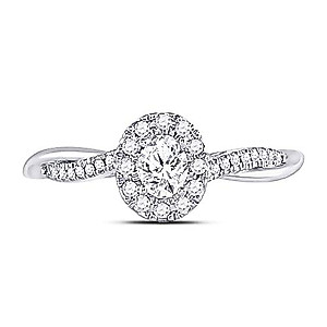 14kt White Gold Oval Diamond Solitaire Bridal Wedding Engagement Ring 1/3 Cttw