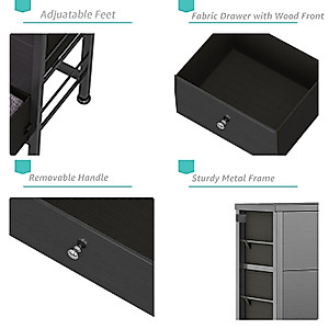 BOLUO Black Nightstands Set of 2, 2 Drawer Dresser for Bedroom Night Stand Small Nightstands End Table with Fabric Drawers Modern