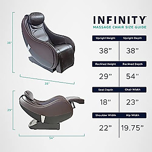 Infinity Riage CS, Compact Shiatsu Massage Chair, Featuring Zero-Gravity Recliner, Lumbar Heat, and Four-Node Massage Robot, Tapping, Kneading, Roller-Massaging Techniques (Brown)