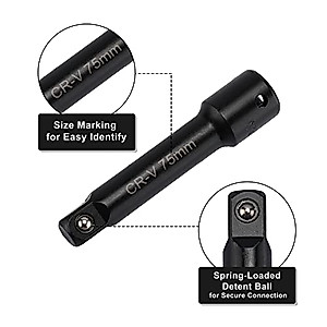 Mayouko 1/4",3/8",1/2" Drive Extension Bar Set, CR-V, 9 Pieces Socket Extension Bars for Narrow and Deep Areas