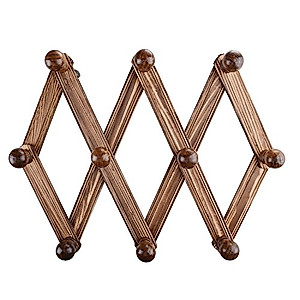 Wooden Expandable Coat Rack,Wall Mounted Hanging Hat/Scarf/Jewelry Hanger for Entrance,Bedroom,Living Room,Utility Hooks Home Decor 10 Hook/Set