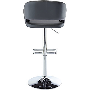 Vogue Furniture Direct Adjustable Bar Stool with Hollow Back and Arms, Modern PU Leather Swivel Barstool, Airlift Counter Height Bar Chair for Kitchen Dining Room (Grey)