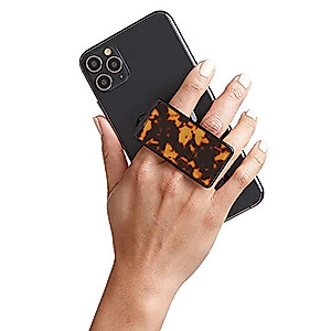 HANDL New York Tortoise HANDLstick Phone Grip and Stand for Smartphone - Multifunctional Mobile Phone Grip with Elastic Brace System (Brown/Black)