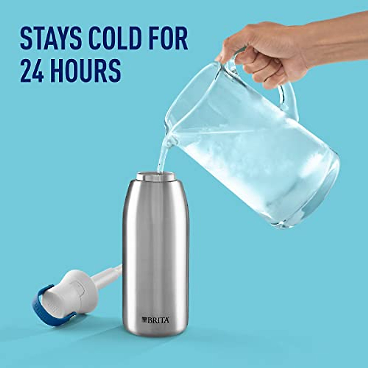 Brita Insulated Filtered Water Bottle with Straw, Reusable, Stainless Steel Metal, 32 Ounce