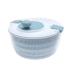 Cook with Color Salad Spinner - Lettuce and Produce Dryer with Bowl, Colander and Built in draining System for Fresh, Crisp, Clean Salad and Produce (Light Blue)