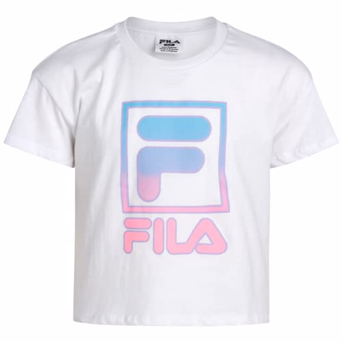 Fila Girls' Active Shorts Set - 2 Piece Short Sleeve Crop T-Shirt and Gym Shorts for Girls - Kids Athletic Clothing Set, 7-12, Size 10, Pink/White