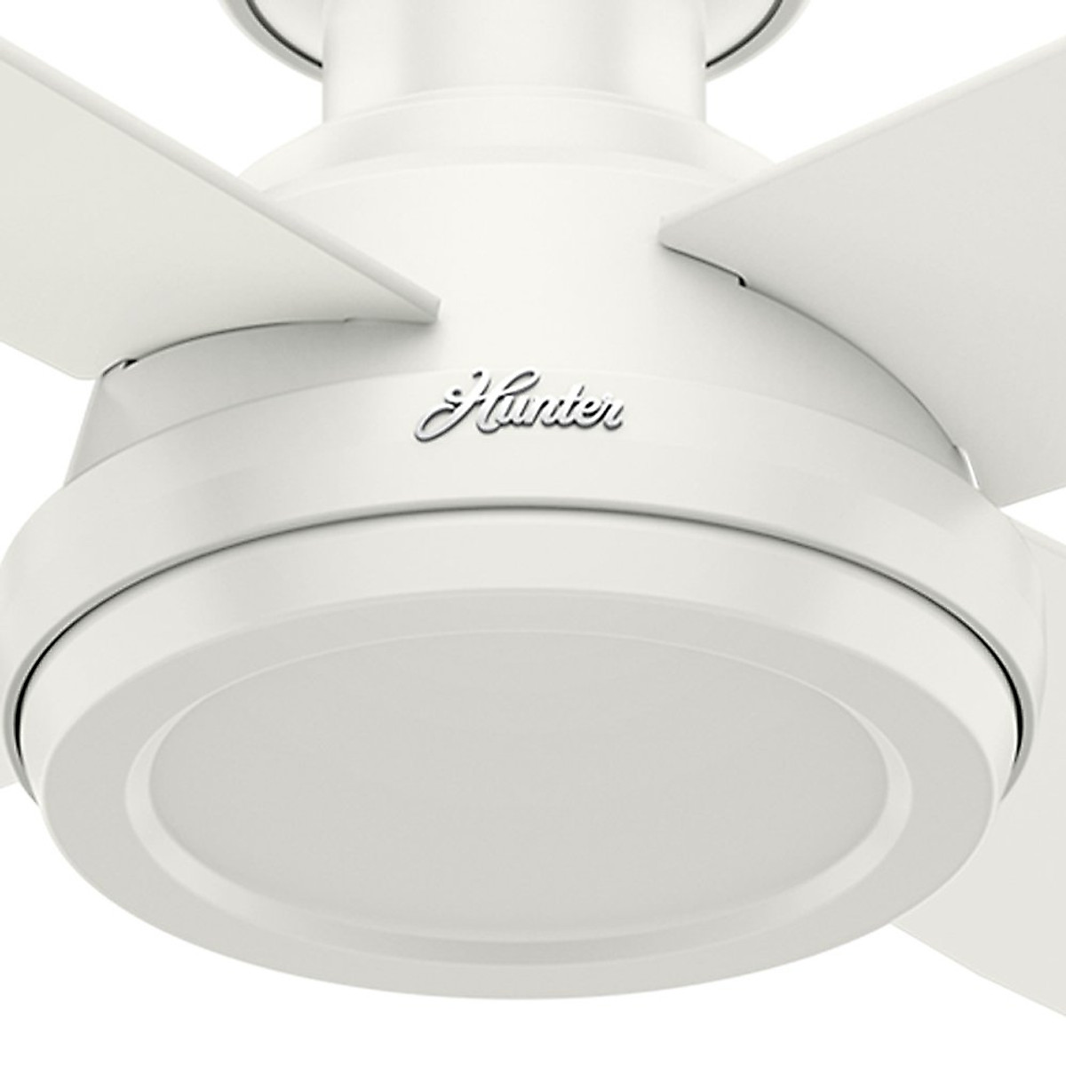 Hunter Fan 52 inch Contemporary Low Profile No Light Fresh White Ceiling Fan with Remote Control (Renewed)