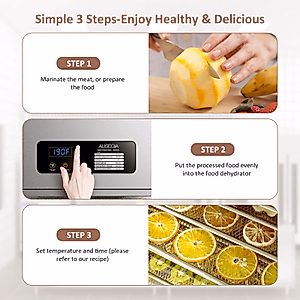 Ausegia Commercial Large 12 Trays Food Dehydrator, Usable Area up to 22.67ft², 1200W Full Stainless Steel Dryer Machine, up to 190℉ Temperature, for Meat, Fruit, Beef, Herbs, and Pet Food