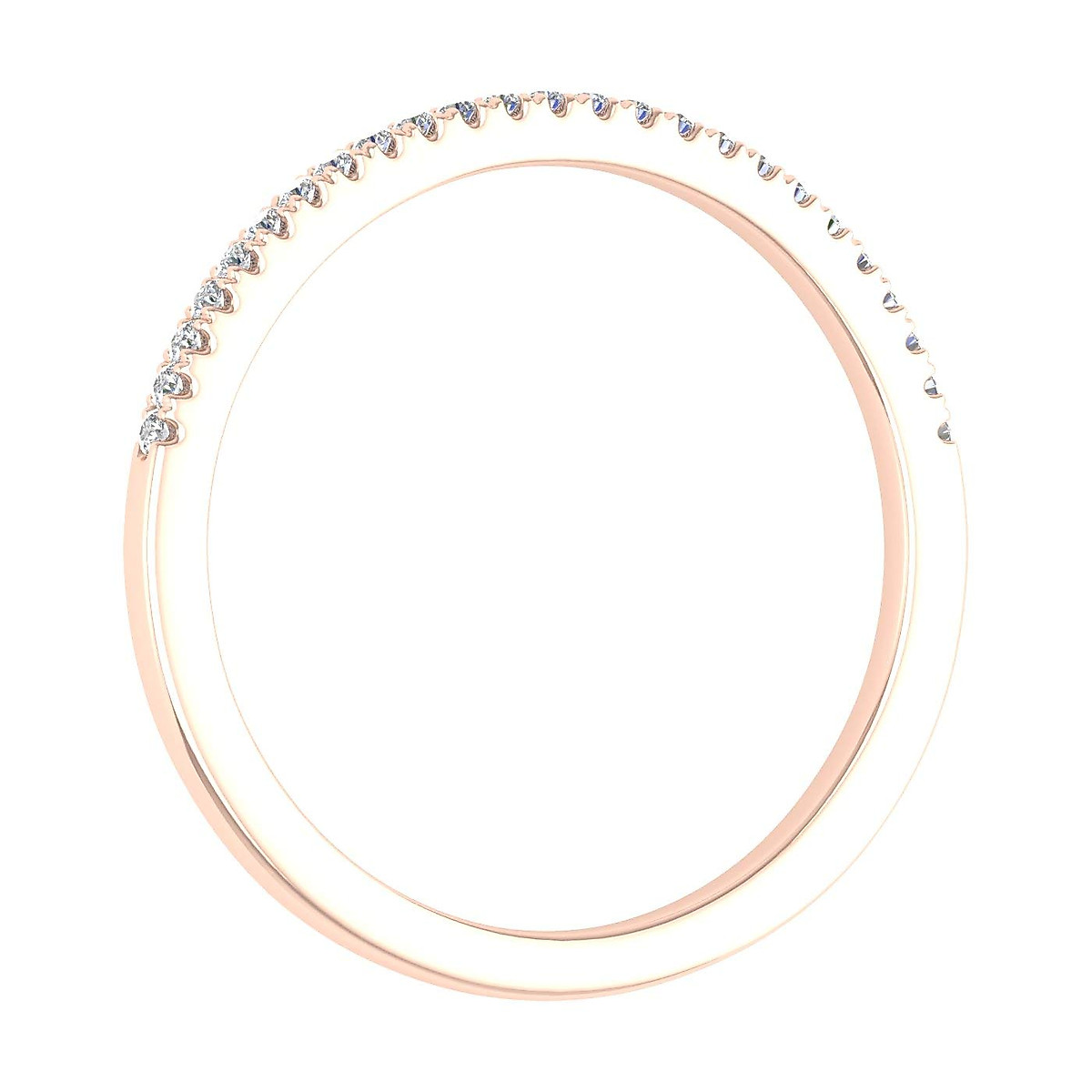 FINEROCK 1/10 Carat (ctw) 14K Rose Gold Ladies Diamond Stackable Anniversary Ring (Ring Size 4.25) (I1-I2 Clarity)