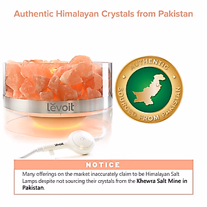 LEVOIT Aria Himalayan Salt Lamp, Pink Rock Large Crystal Natural Himilian Gift Night Light (ETL Certified) Touch Dimmer, 8.5lbs