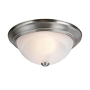 Aspen Creative 63014-12, 2-Light Flush Mount in Brushed Nickel Finish w/White Alabaster Glass, 13" Dia, E26 Socket, Set of 2