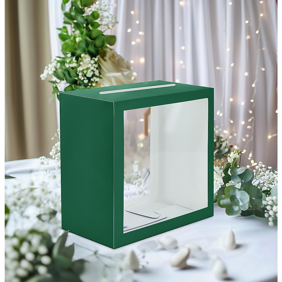 SietDESEO Green Card Box for Party Diy Money Card Box Gift Card Box Holder for Wedding Reception Baby Shower GraduationBirthday Card Box