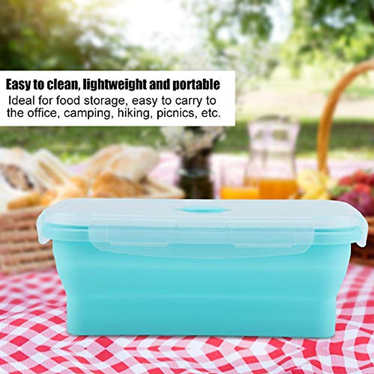 4 Size Silicone Collapsible Portable Lunch Box Bowl Bento Boxes Eco-Friendly Folding Food Container Lunchbox 350/500/800/1200ml(Green 1200ml)