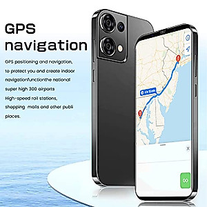 HD Smart Phone, Smart Phones Face Recognition GPS Navigation Dual Camera for Travel (Black)