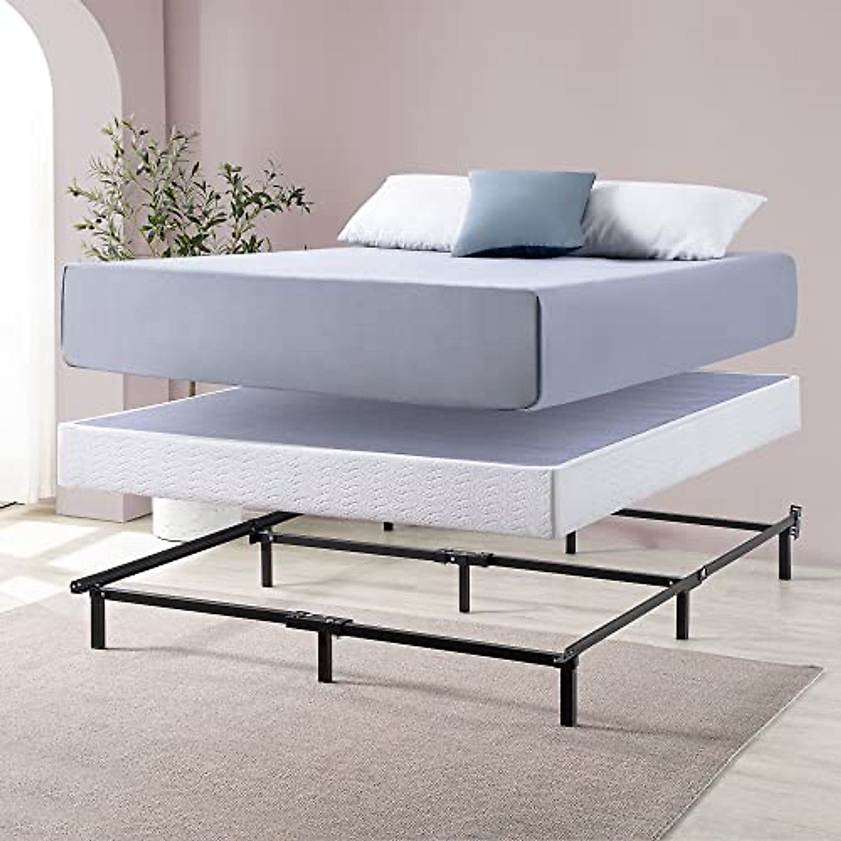 ZINUS Compack Metal Bed Frame / 7 Inch Support Bed Frame for Box Spring and Mattress Set, Black, Twin