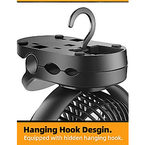 VANPRT 6'' Portable Hanging RV Tent fan with Remote Control,10000mAh Battery Camping Fan with LED light and Timer, 40 Hours Working Time Rechargeable Clip Fan, as Emergency Power - Pink