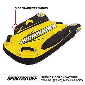 Sportsstuff Descender Kids Inflatable Snow Tube/Sled with Ultra Durable Nylon Cover , Black