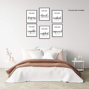 Inspirational Wall Art, Motivational Wall Art, Office Wall Decor, Wall Art For Bedroom and Living Room, Quotes Wall Art, Home Office Decor, Daily Positive Affirmations Posters (Set of 6, 8X10in Unframed)